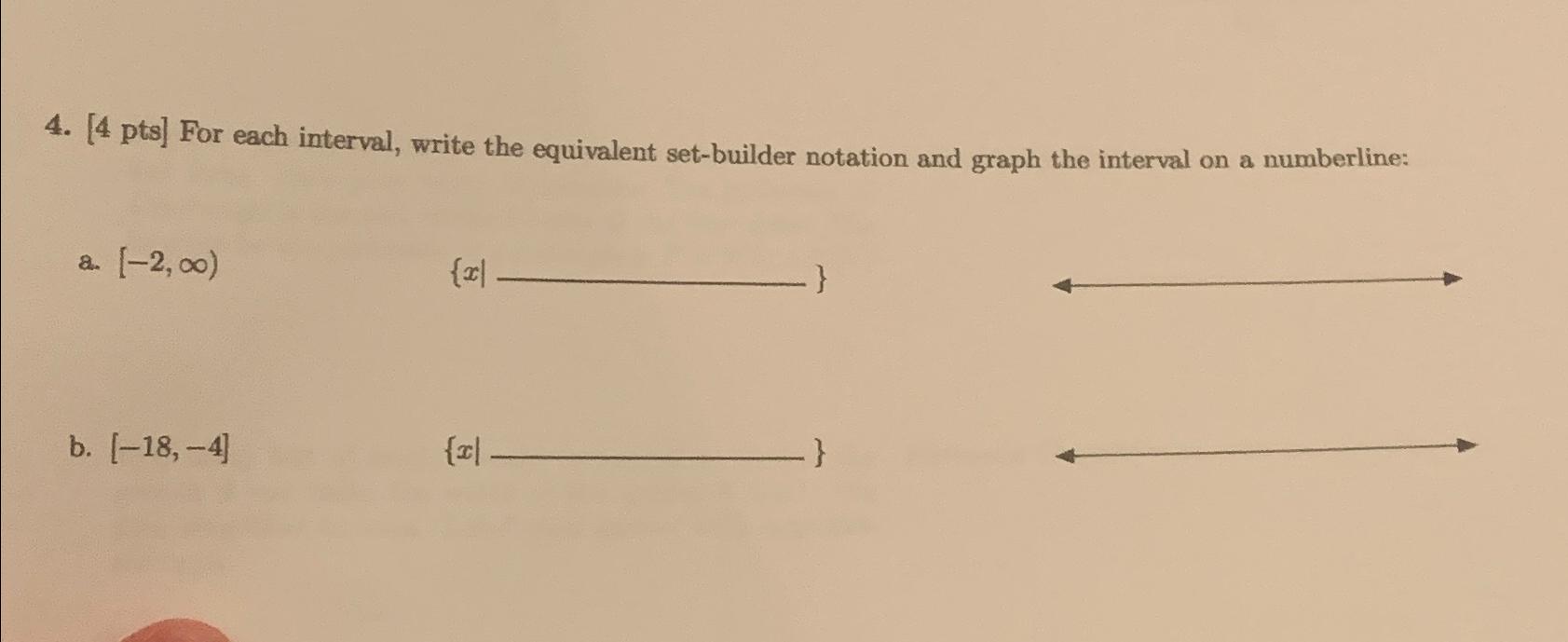 Solved [4 ﻿pts] ﻿For each interval, write the equivalent | Chegg.com