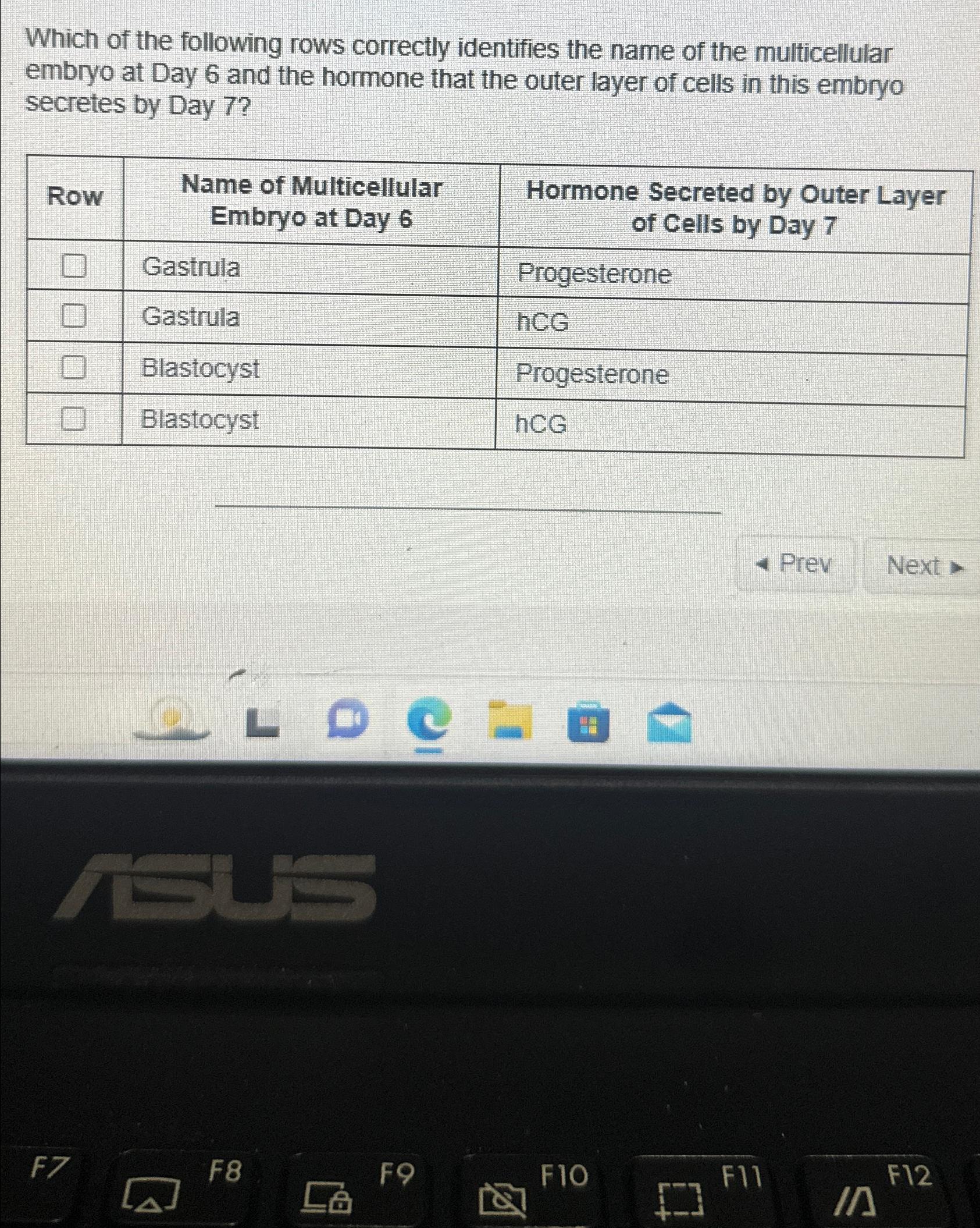 Solved Which of the following rows correctly identifies the | Chegg.com