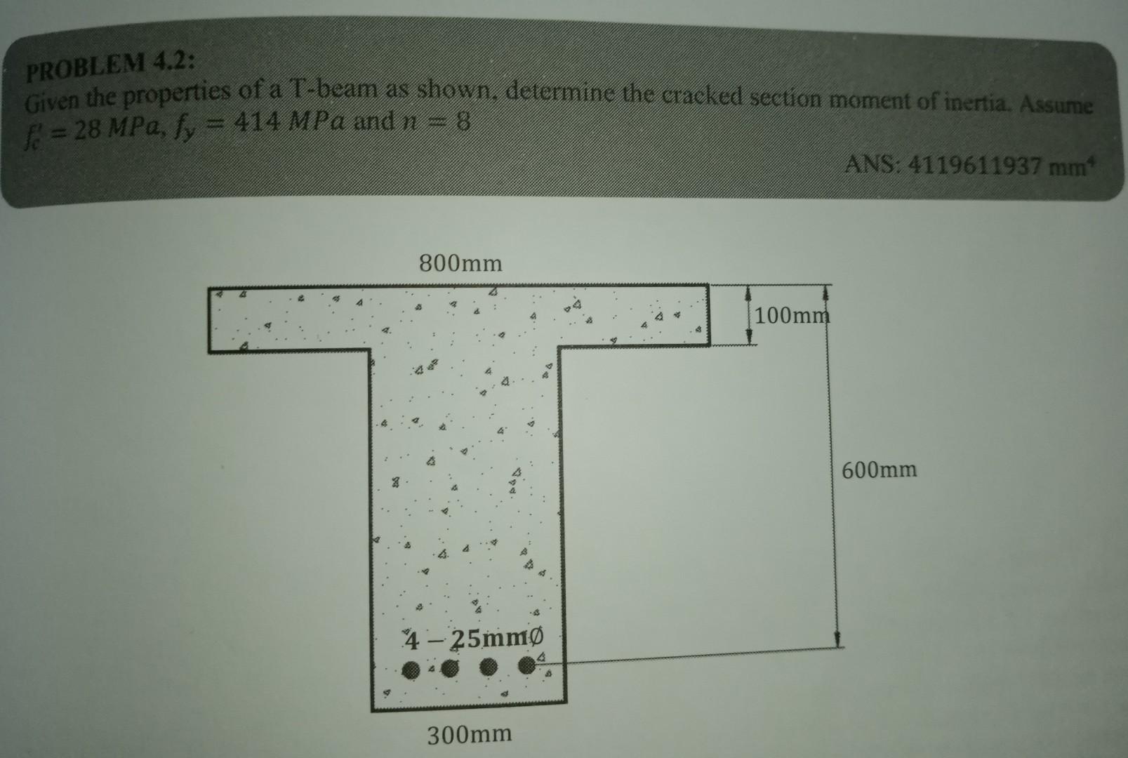 Solved PROBLEM 4.2: ANS: 4119611937 mm4 | Chegg.com