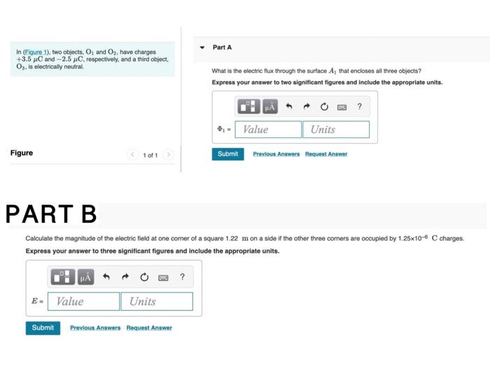 Solved In (Figure 1), two objects, O1 and O2, have charges | Chegg.com