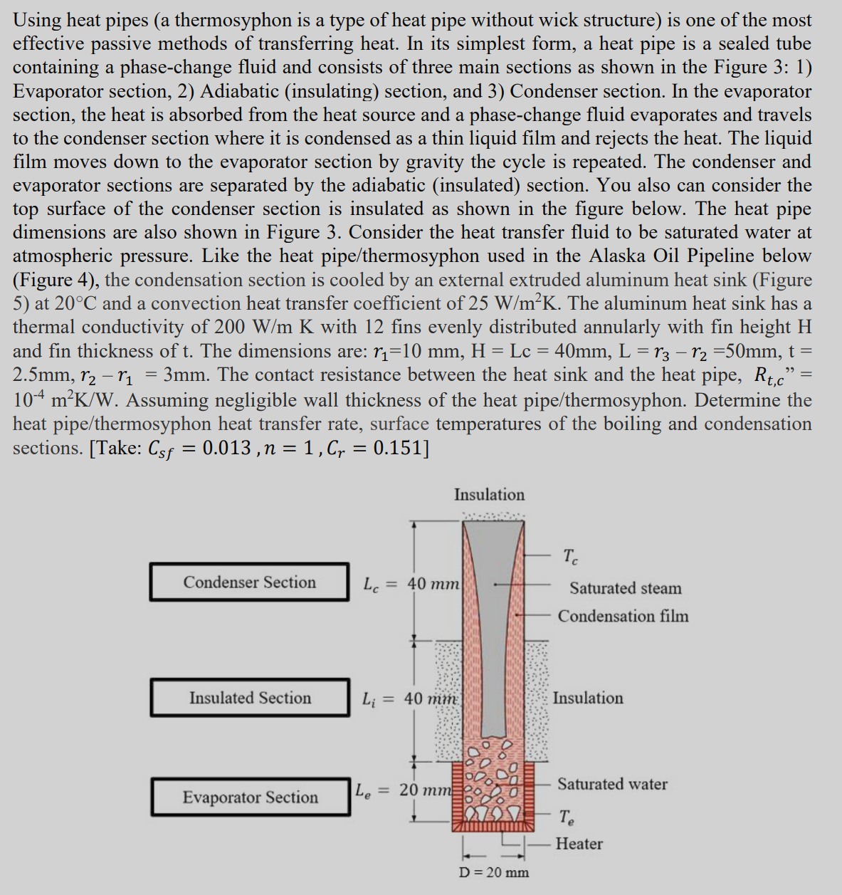 Using heat pipes (a thermosyphon is a type of heat | Chegg.com