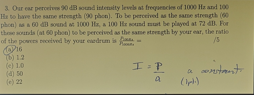 Solved Our ear perceives 90dB ﻿sound intensity levels at | Chegg.com