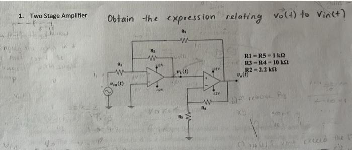 Solved SIP 1. Two Stage Amplifier gain Obtain the expression | Chegg.com