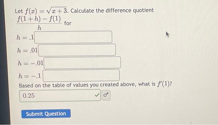 Solved Let f(x)=x+3. Calculate the difference quotient | Chegg.com
