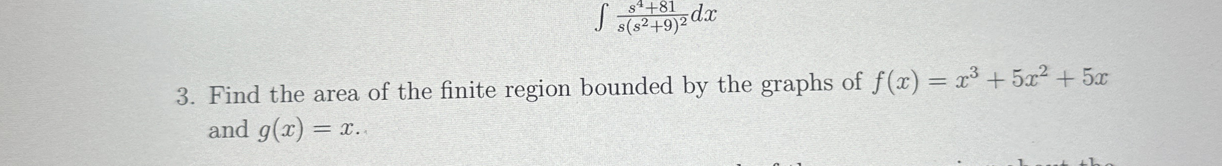 Solved Find the area of the finite region bounded by the | Chegg.com
