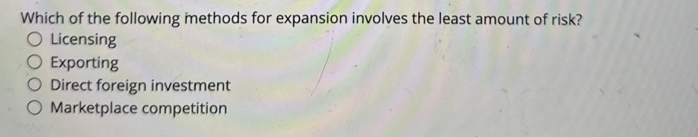 Solved Which of the following methods for expansion involves | Chegg.com