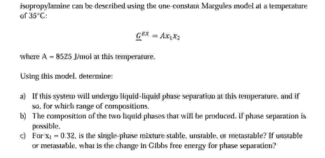 Solved We found that the Gibbs excess of a mixture of | Chegg.com
