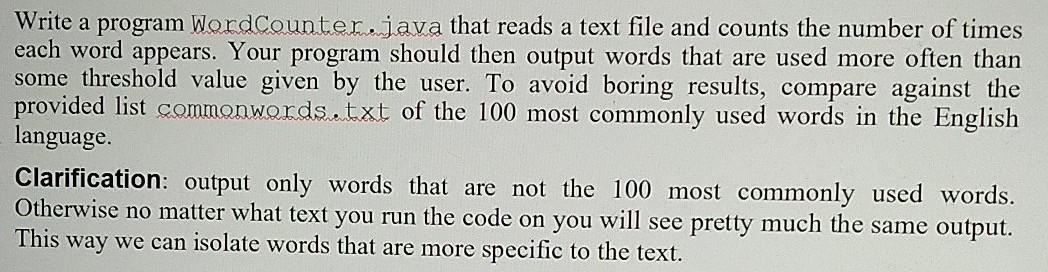 Solved Write a program WordCounter.java that reads a text | Chegg.com