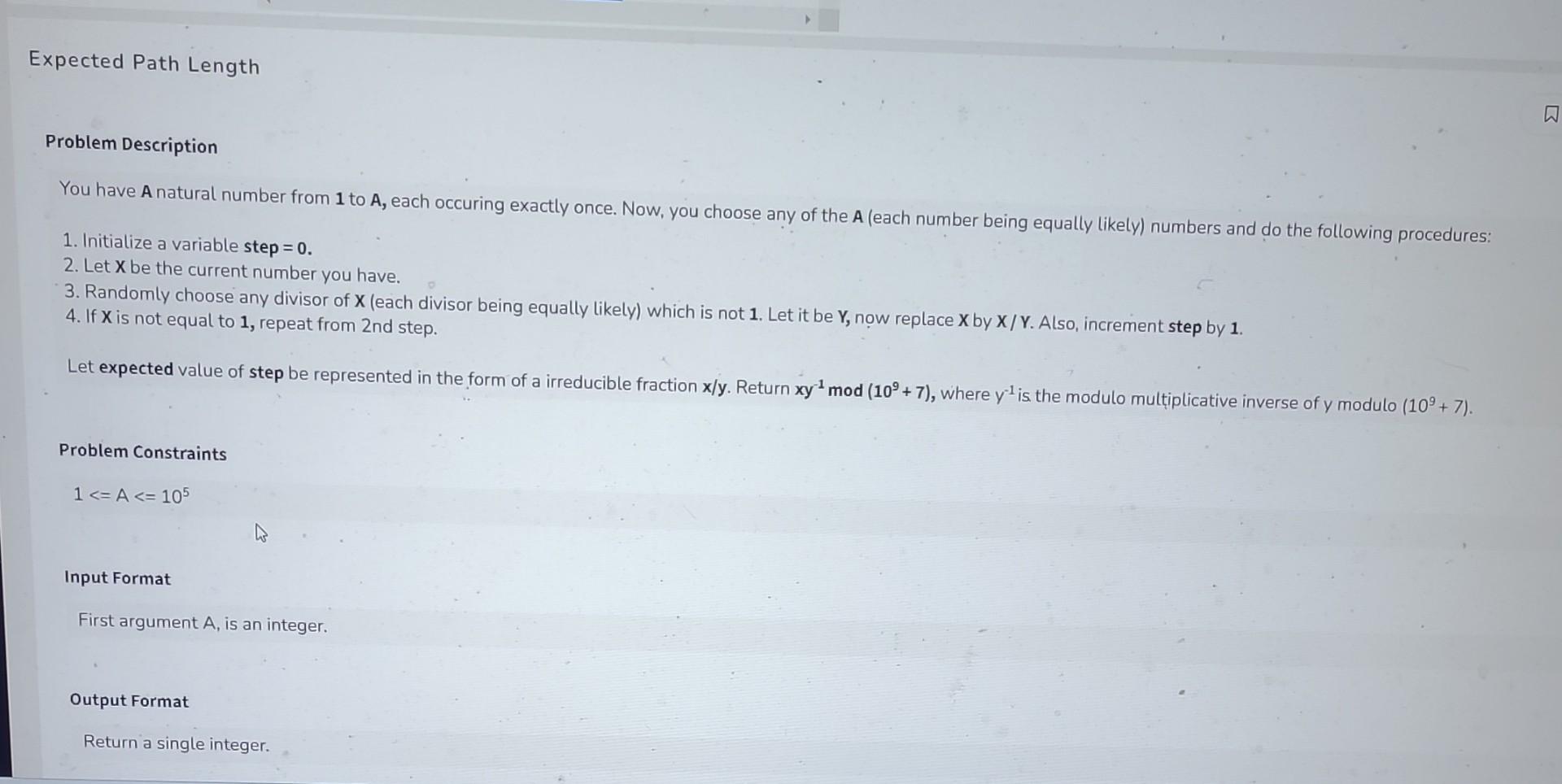 Solved Problem Description You have A natural number from 1 | Chegg.com