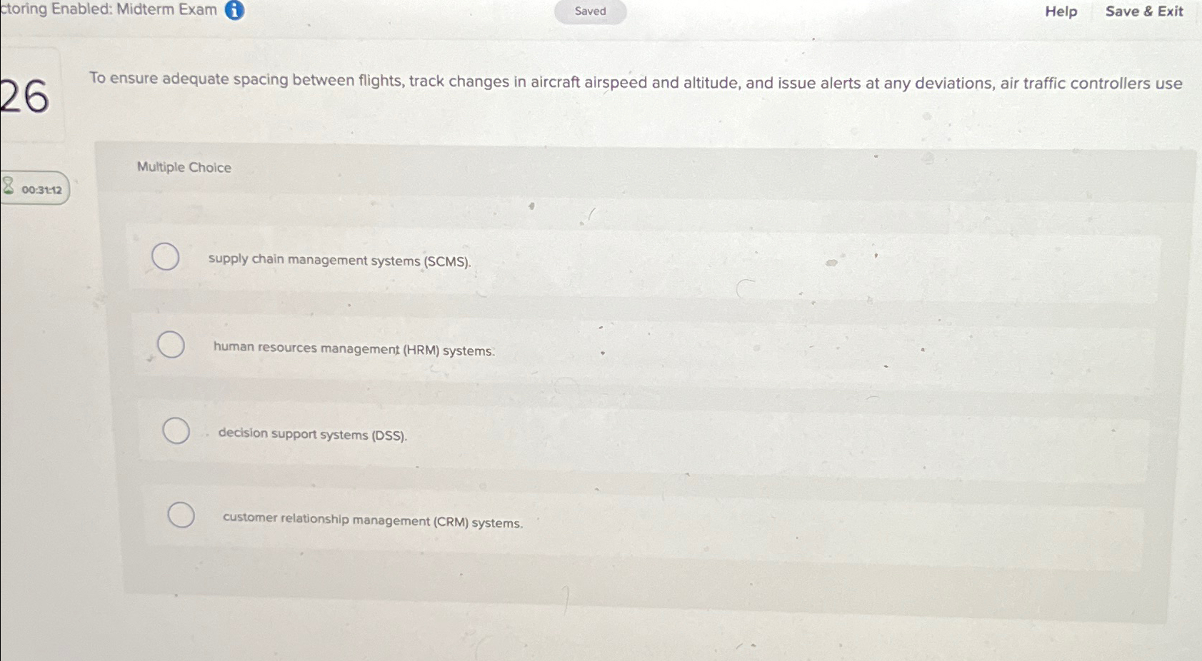 Solved ctoring Enabled: Midterm Exam (i)HelpSave & ExitTo | Chegg.com