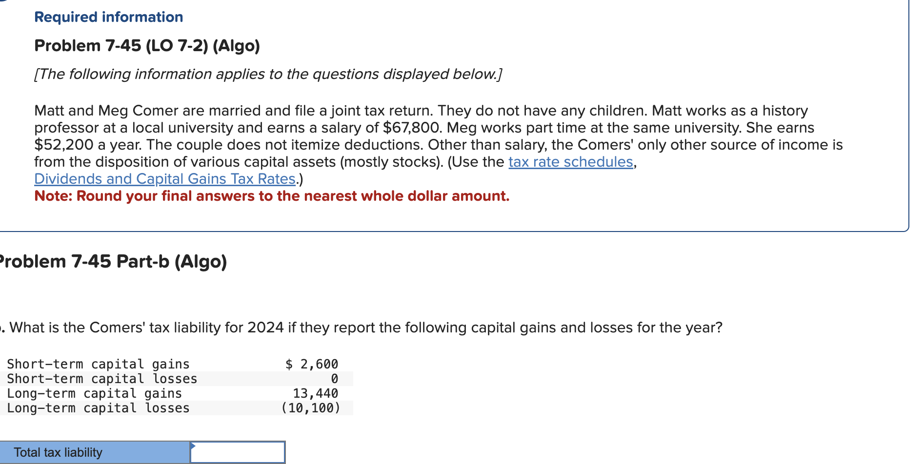 Solved Required informationProblem 7-45 (LO 7-2) (Algo)[The | Chegg.com