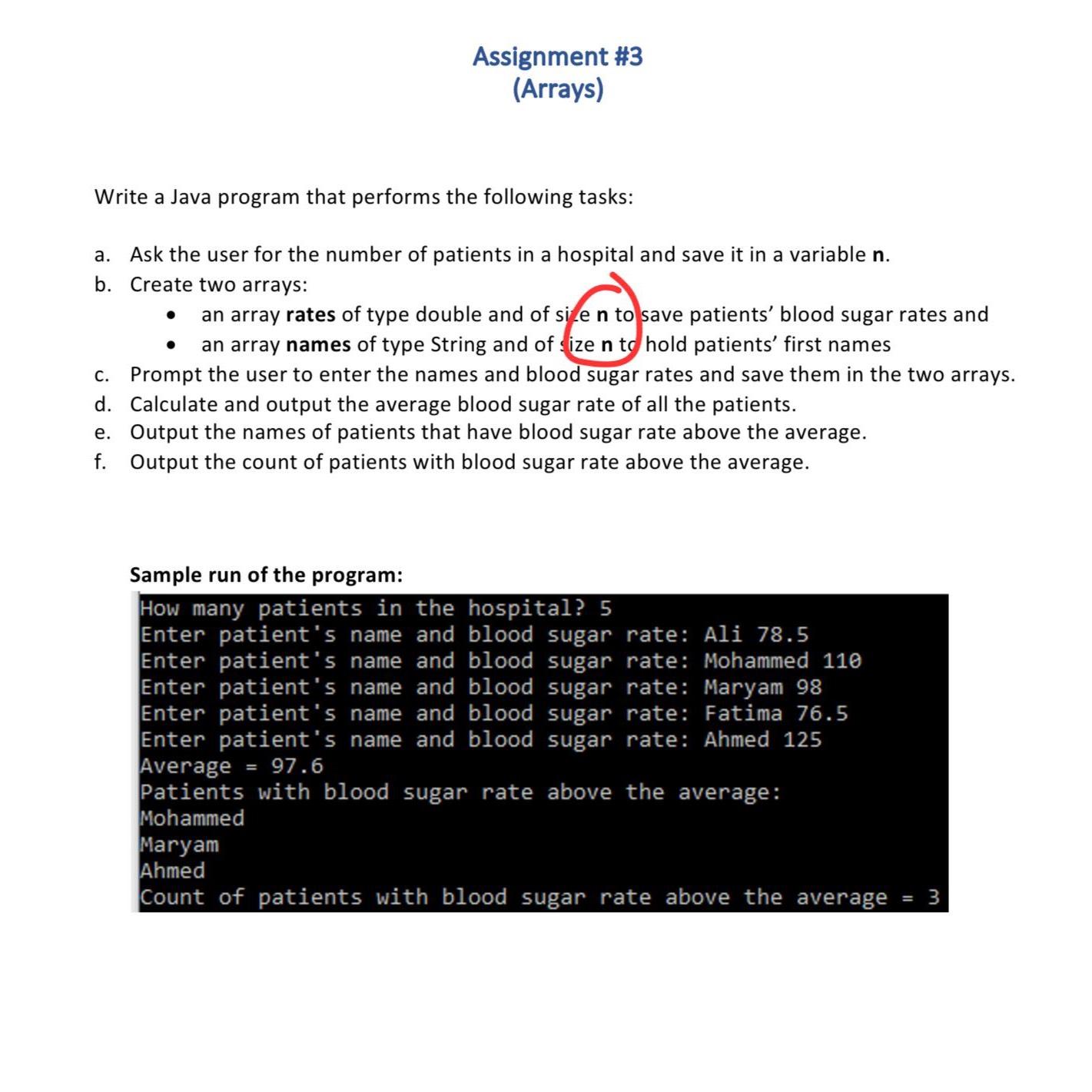 Solved Assignment #3(Arrays)Write a Java program that | Chegg.com