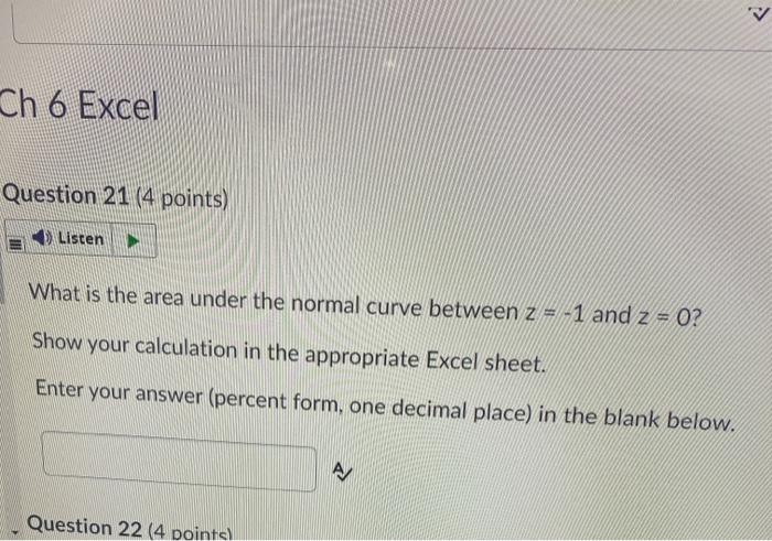 Solved Ch 6 Excel Question 21 (4 points) Listen What is the | Chegg.com