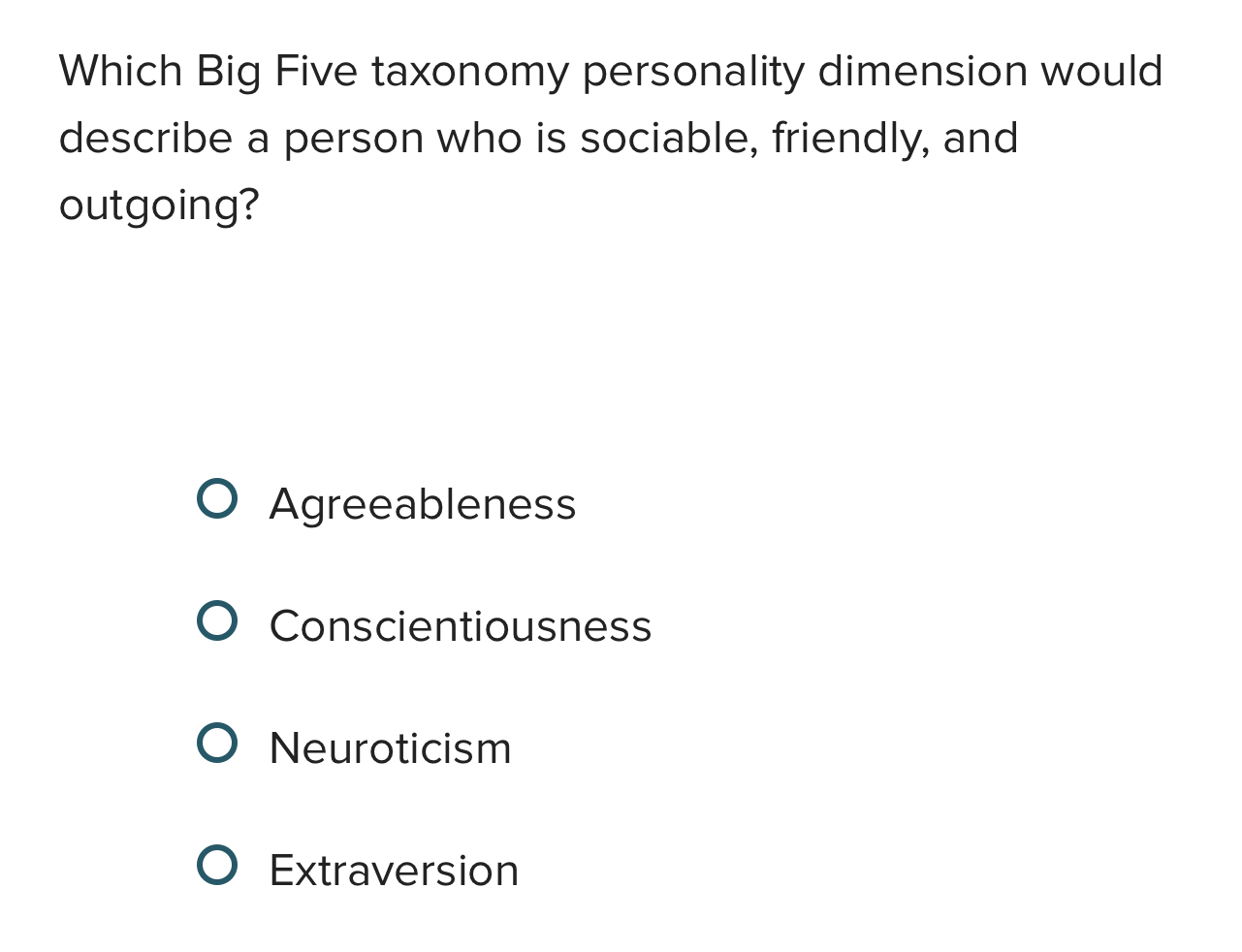 Solved Which Big Five taxonomy personality dimension would | Chegg.com