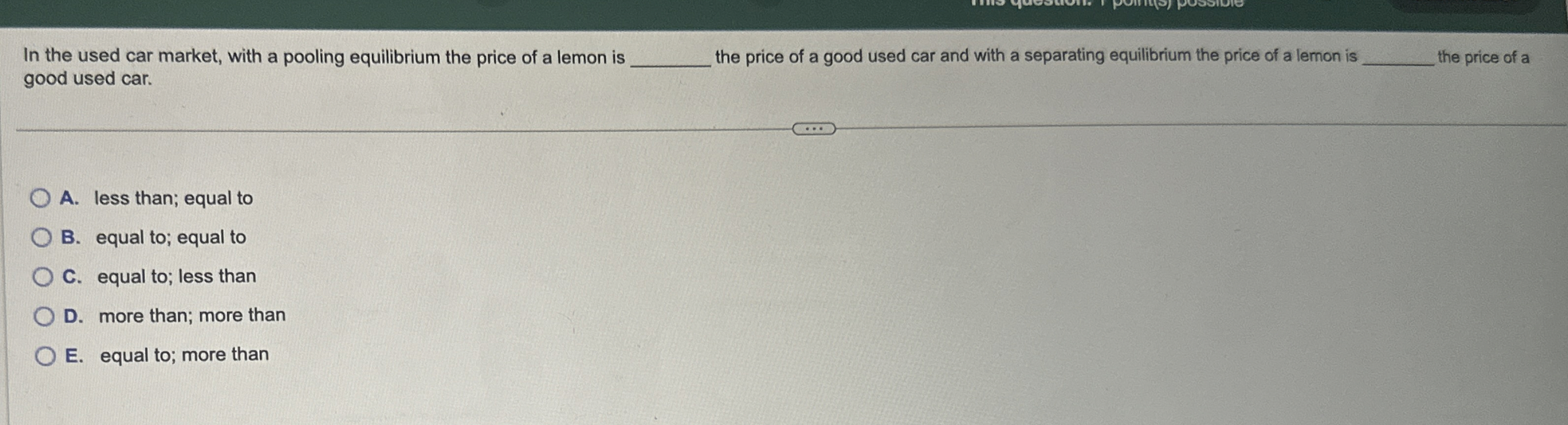 Solved In the used car market, with a pooling equilibrium | Chegg.com