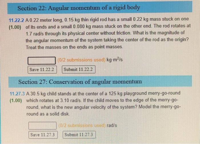 Solved Section 22: Angular momentum of a rigid body 11.22.2 | Chegg.com