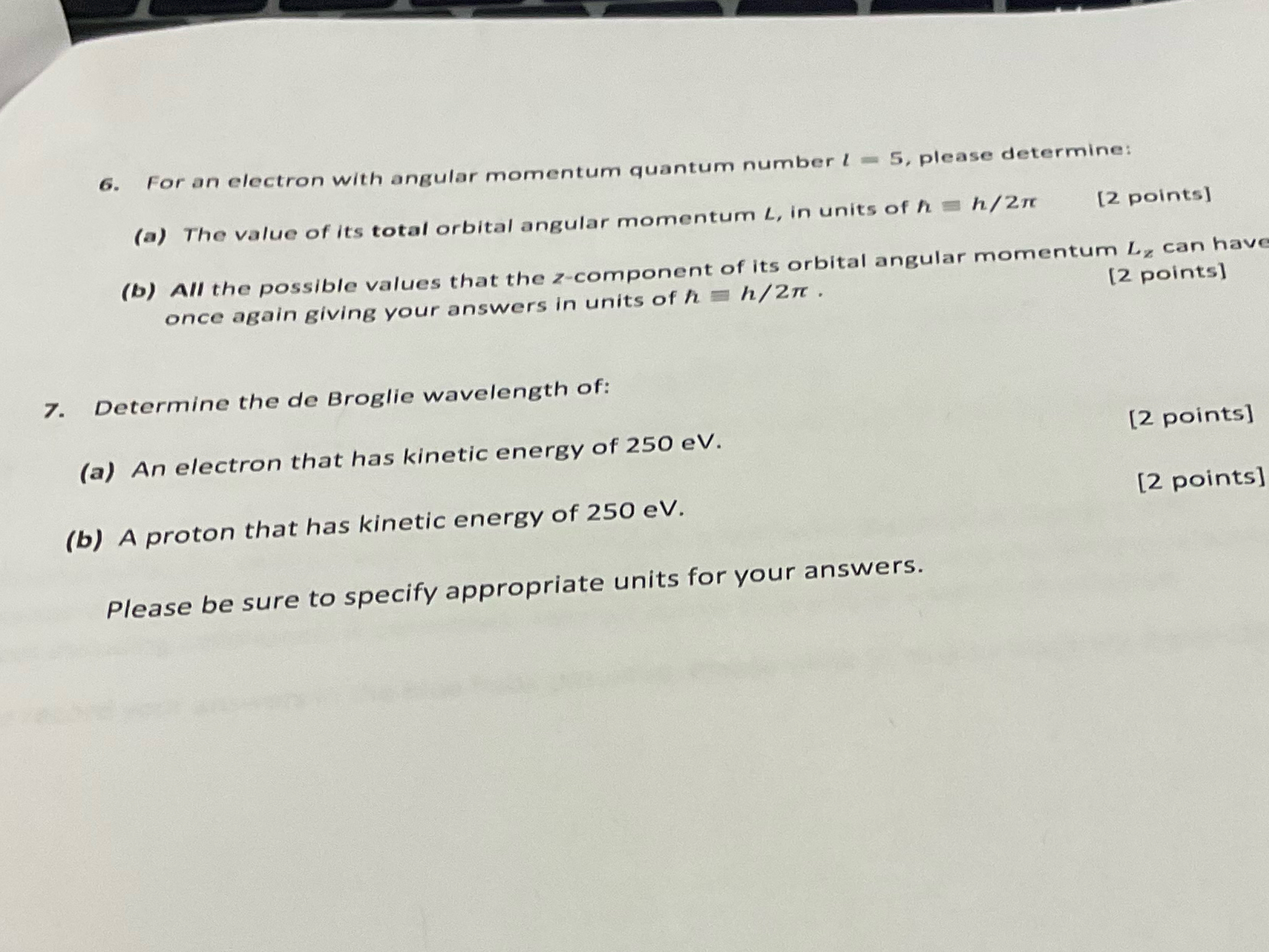 Solved For An Electron With Angular Momentum Quantum Number
