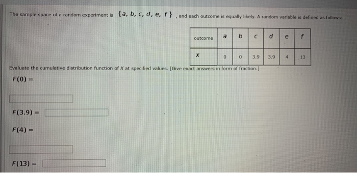 Solved The sample space of a random experiment is ta, D, C, | Chegg.com
