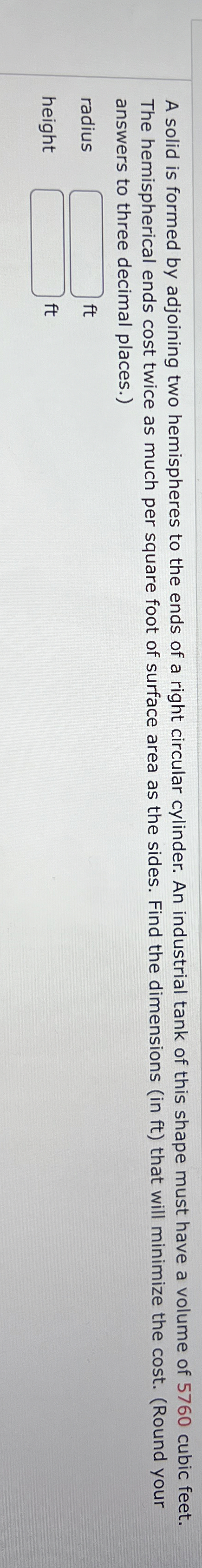 Solved A solid is formed by adjoining two hemispheres to the | Chegg.com
