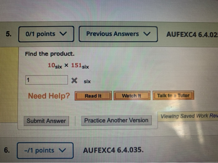 Solved 0/1 points Previous Answers AUFEXC4 6.4.02! Find the | Chegg.com