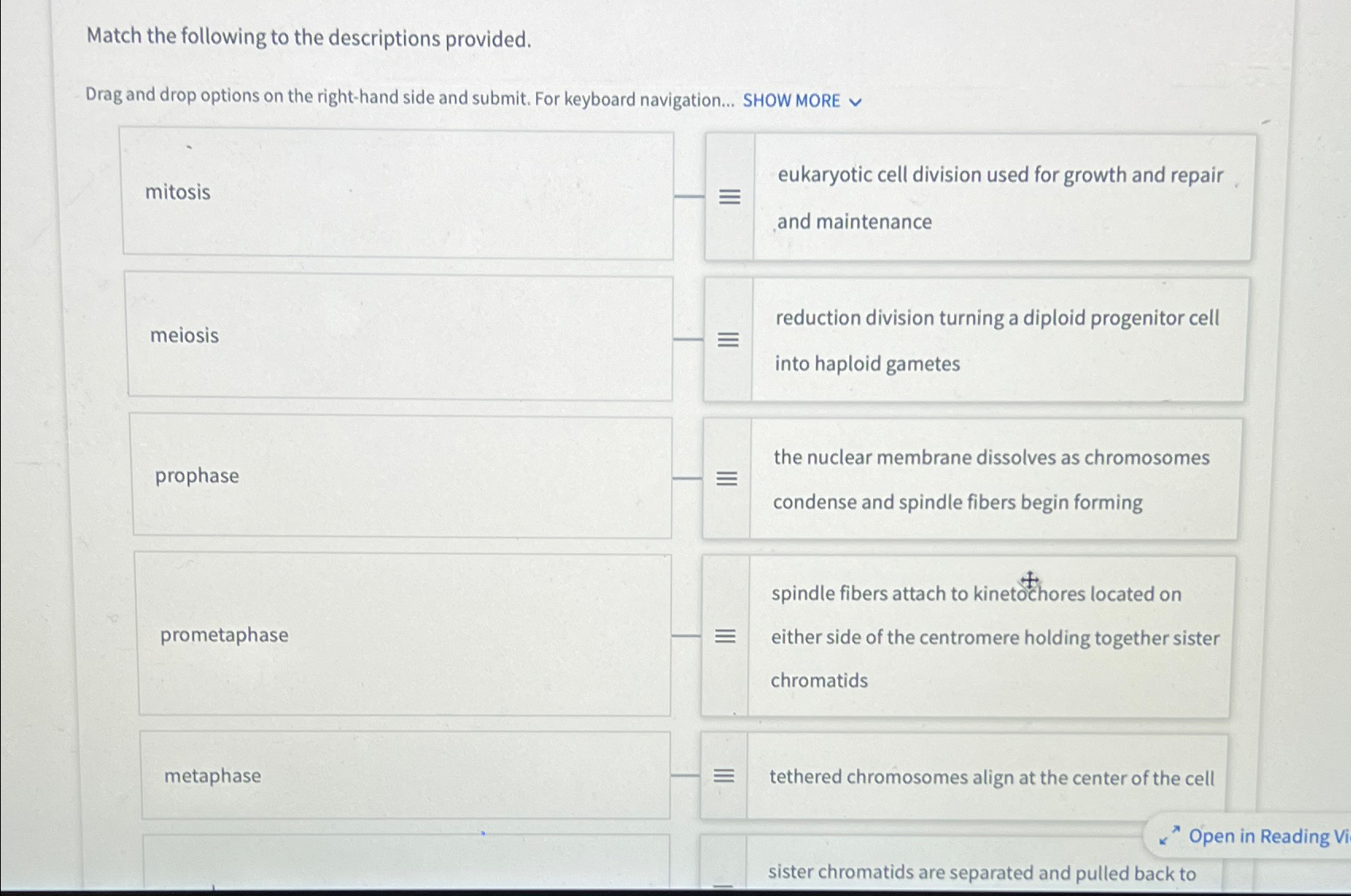 Solved Match the following to the descriptions provided.Drag | Chegg.com