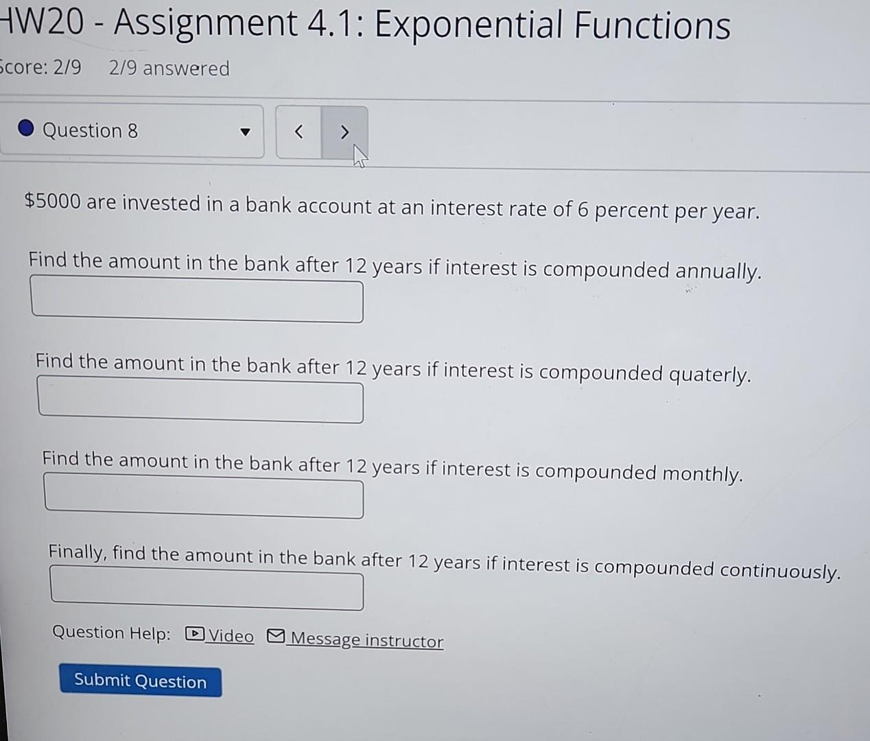 Solved IW20 - Assignment 4.1: Exponential Functions core: | Chegg.com