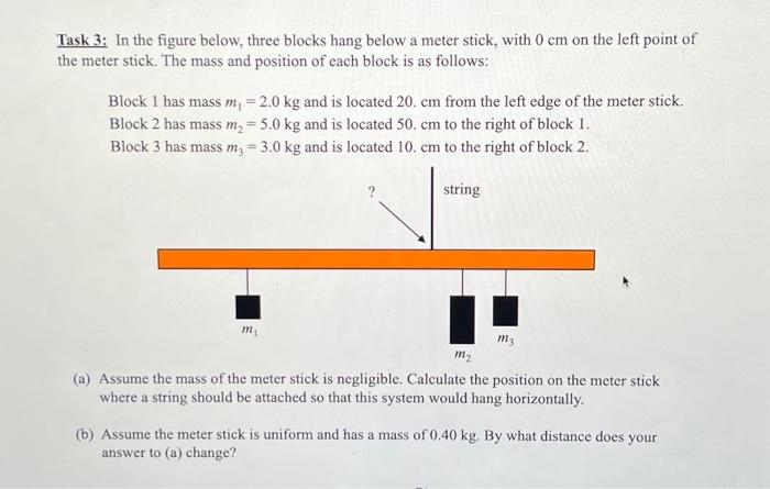 Solved In the figure below, three blocks hang below a meter | Chegg.com