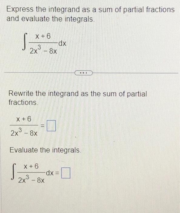 Solved Express the integrand as a sum of partial fractions | Chegg.com