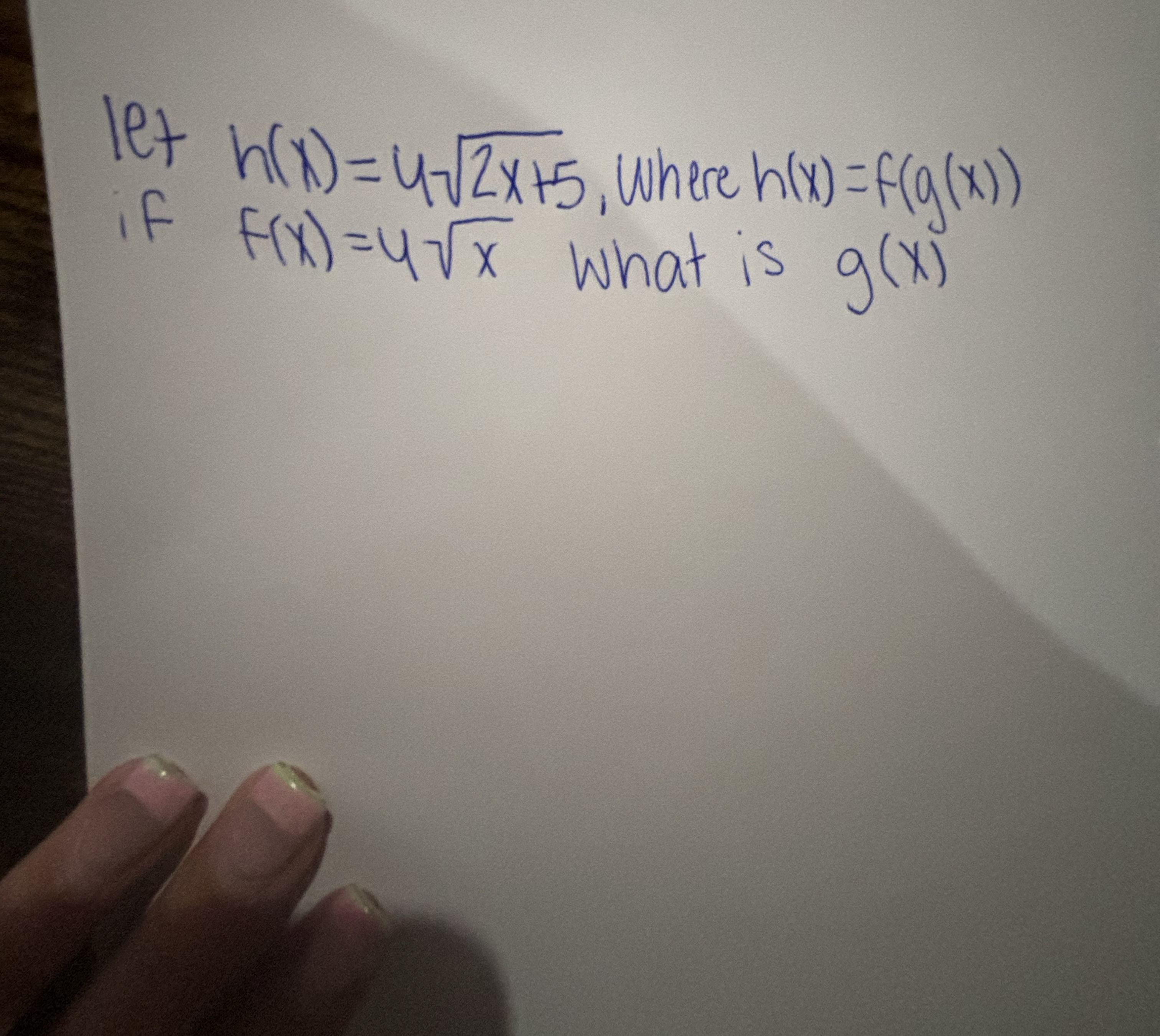 Solved let h(x)=42x+52, ﻿where h(x)=f(g(x))if f(x)=4x2 ﻿What | Chegg.com