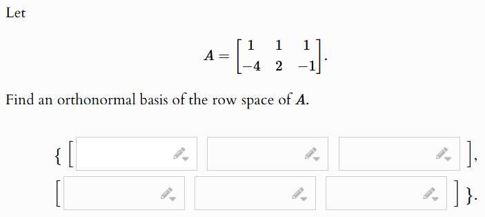 Solved LetA=[111-42-1]Find an ﻿orthonormal basis of ﻿the row | Chegg.com