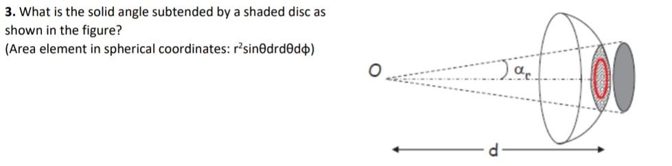 Solved 3. What is the solid angle subtended by a shaded disc | Chegg.com