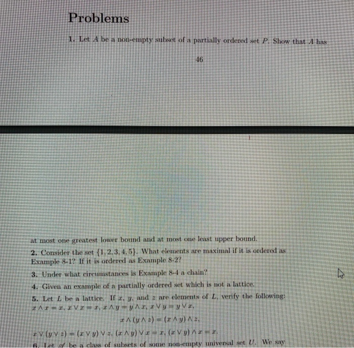 Solved Problems 1. Let A be a non-empty subset of a | Chegg.com