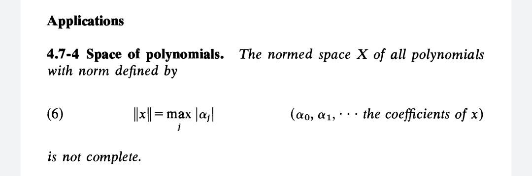 Solved Applications 4.7-4 Space of polynomials. The normed | Chegg.com