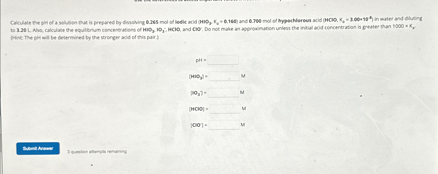 Calculate the pH ﻿of a solution that is prepared by | Chegg.com