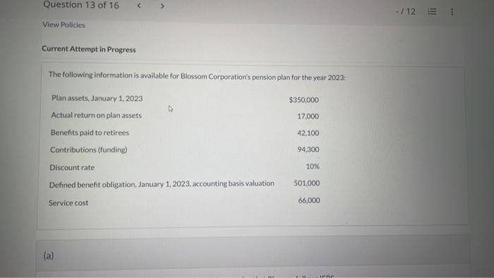 Solved The following information is available for Blossom | Chegg.com