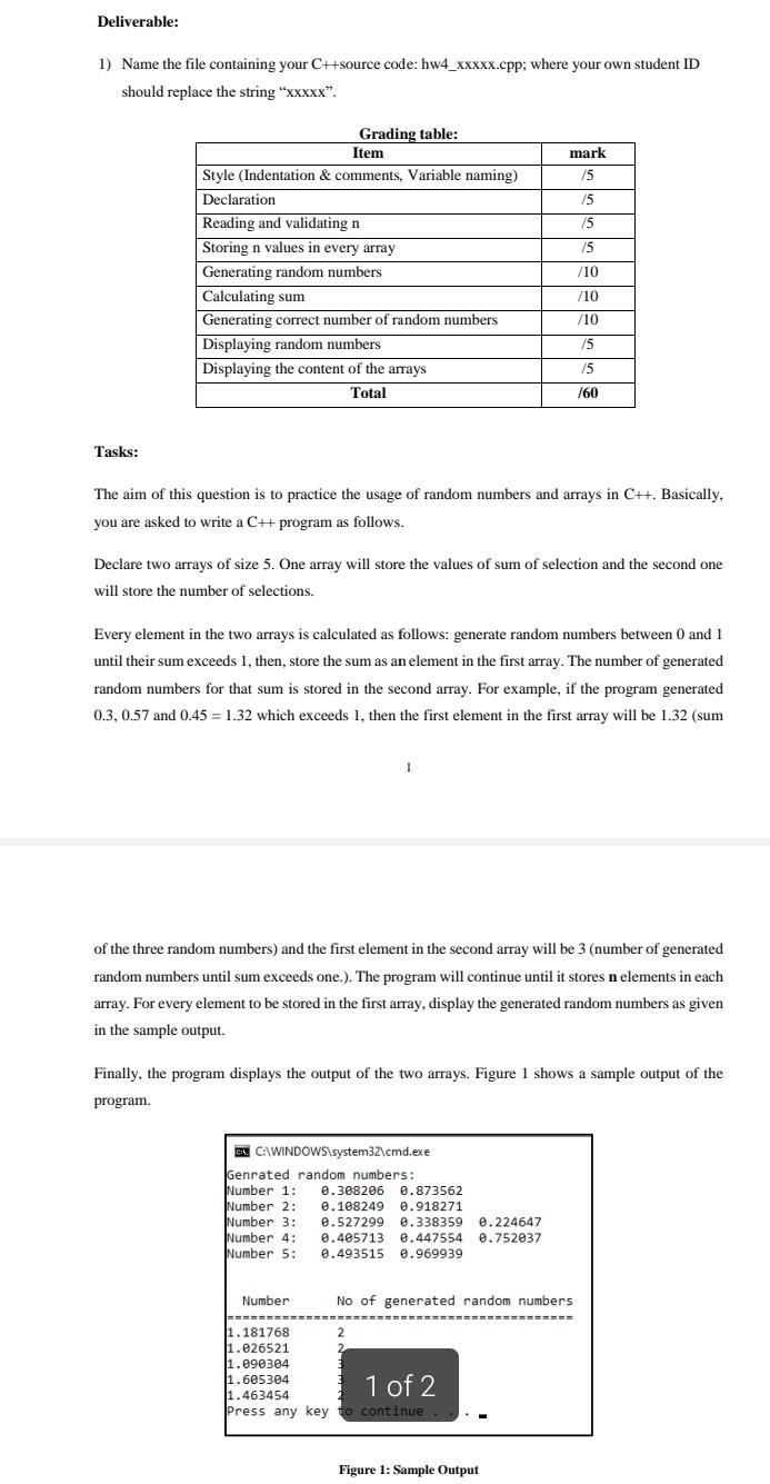 Solved Deliverable: 1) Name the file containing your | Chegg.com
