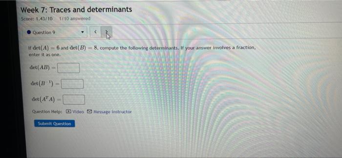 Solved If det(A)=6 and det(B)=8, compute the following | Chegg.com