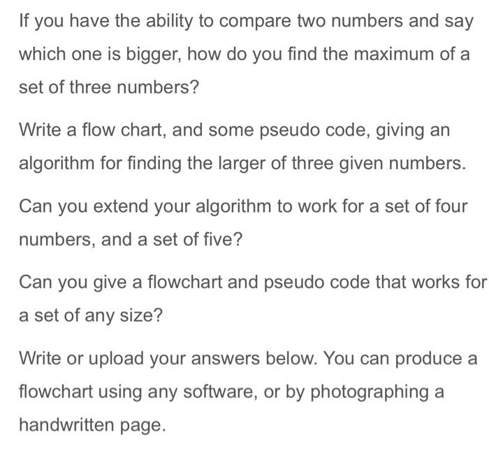 Solved If you have the ability to compare two numbers and | Chegg.com