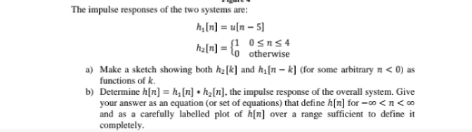 Solved The impulse responses of the two systems | Chegg.com