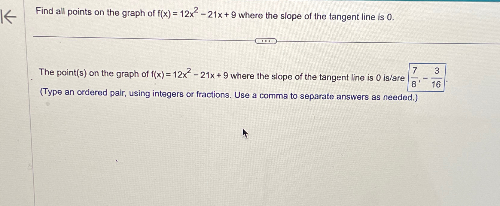 Solved Find all points on the graph of f(x)=12x2-21x+9 | Chegg.com