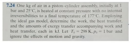 Solved X Chapter 7 Problem 28P Applying the Exergy Balance: | Chegg.com