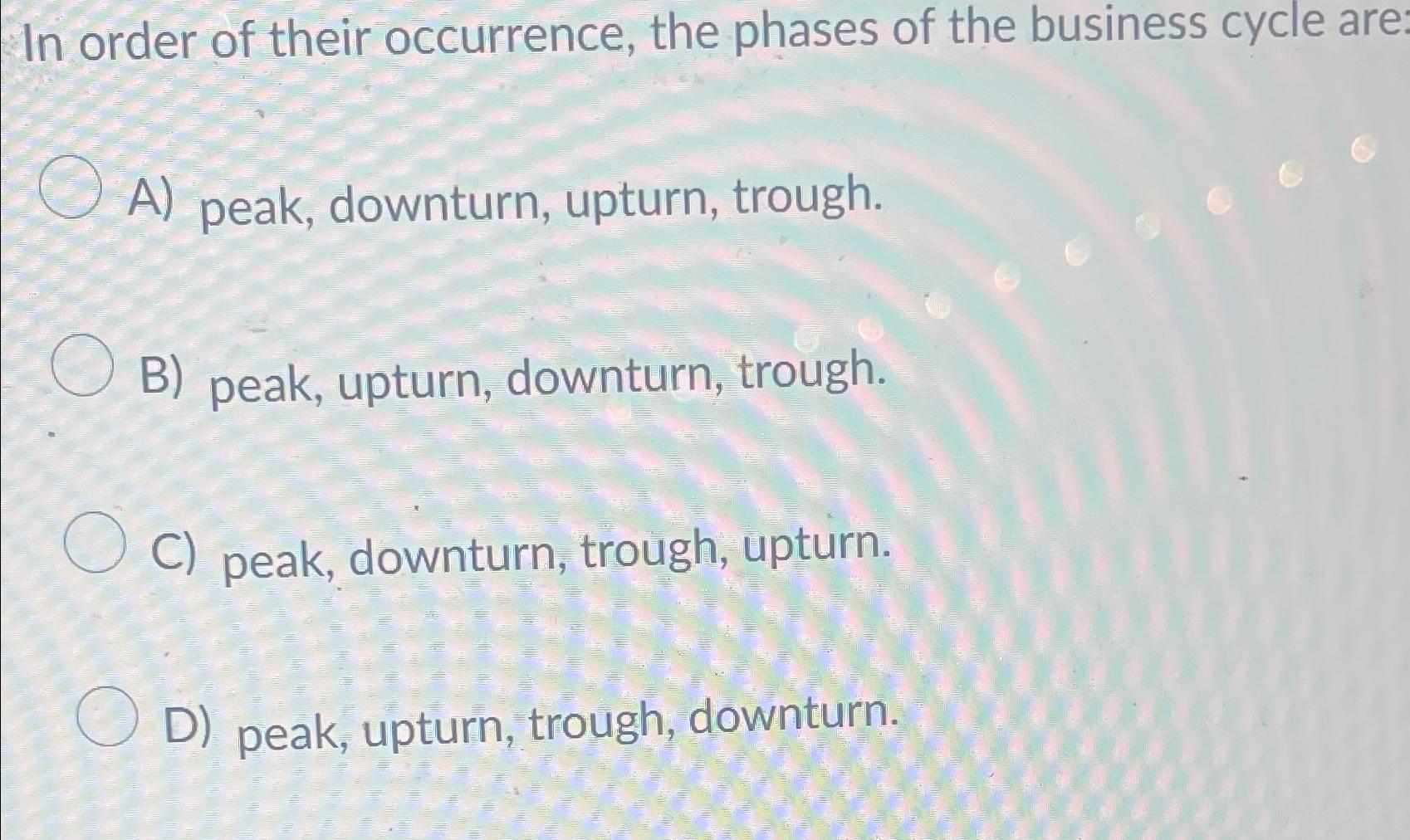 Solved In order of their occurrence, the phases of the | Chegg.com