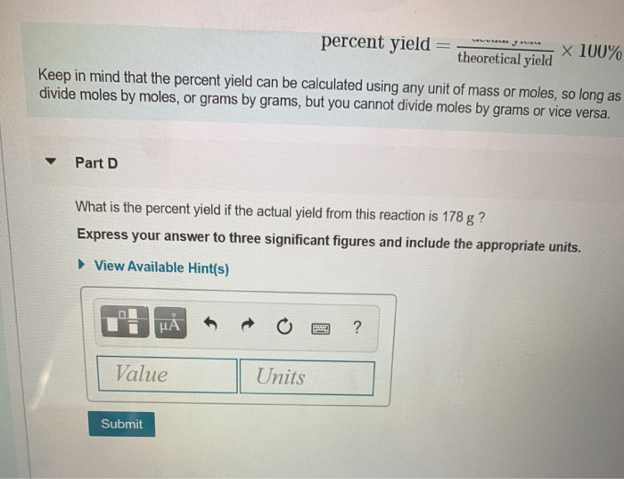 Solved percent yield veaeaJAA 100% theoretical yield Keep in | Chegg.com