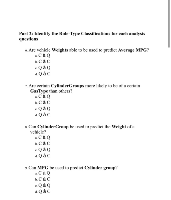 Solved Part 2: Identify the Role-Type Classifications for | Chegg.com