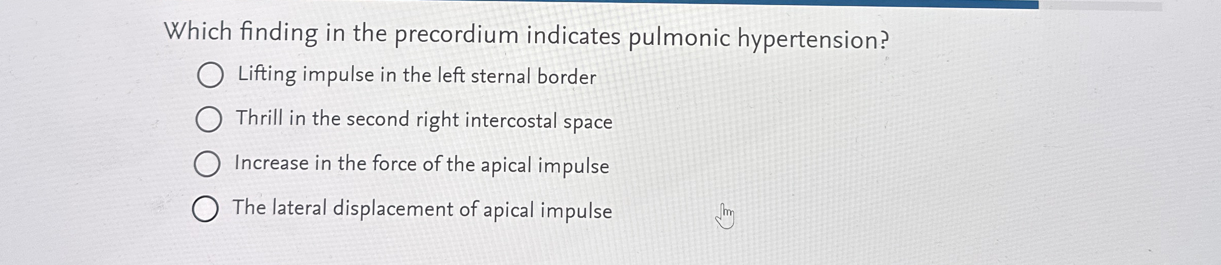 Solved Which finding in the precordium indicates pulmonic | Chegg.com