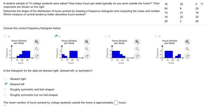 Solved A random sample of 15 college students were asked | Chegg.com
