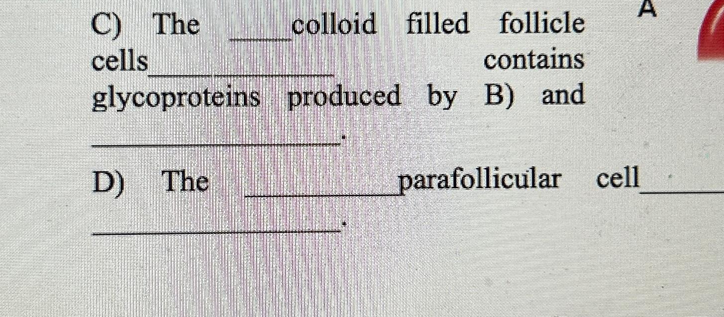 Solved C) ﻿The colloid filled follicle cells contains | Chegg.com