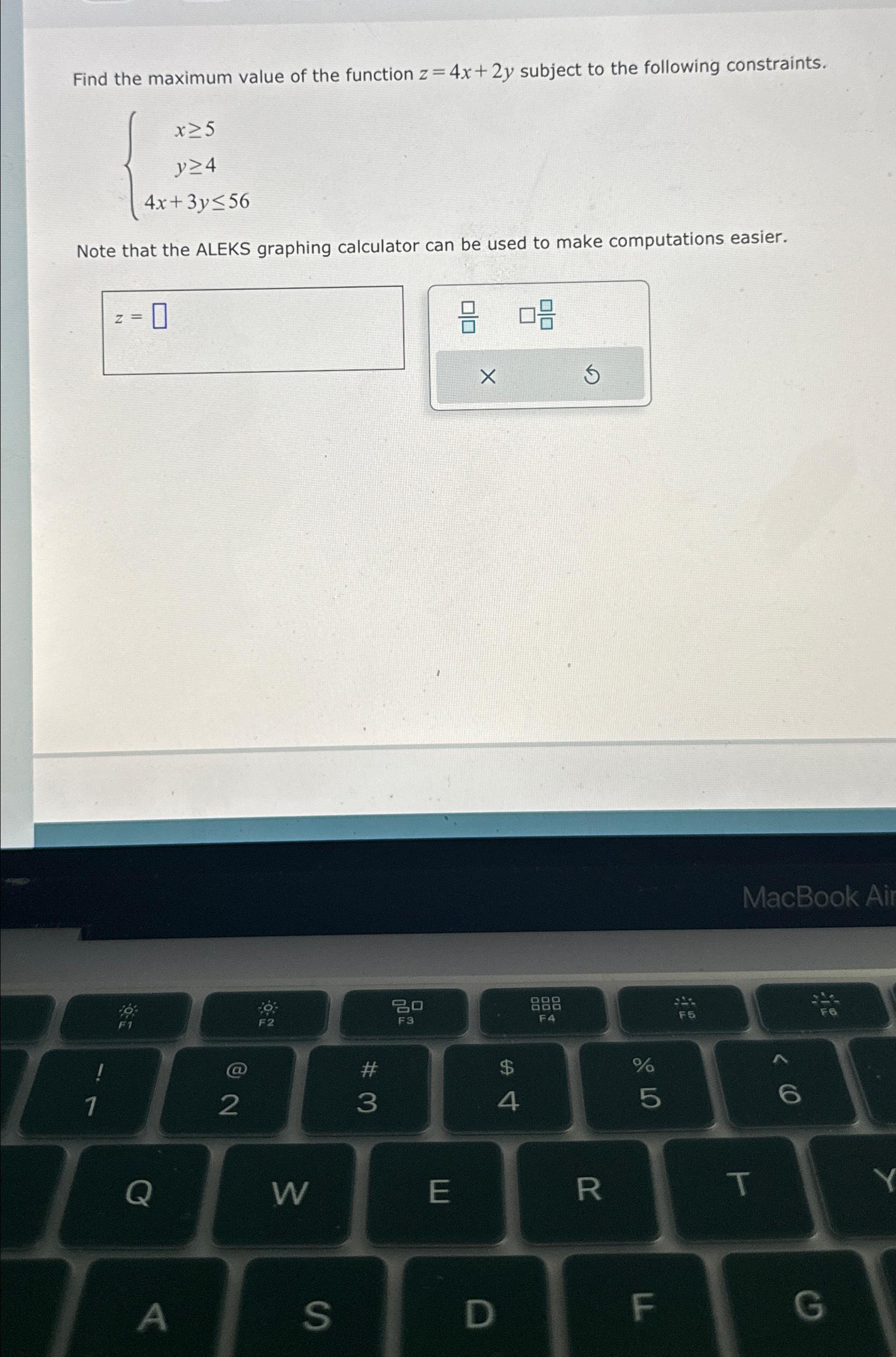 Solved Find the maximum value of the function z=4x+2y | Chegg.com