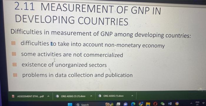 Solved 2.11 MEASUREMENT OF GNP IN DEVELOPING COUNTRIES | Chegg.com