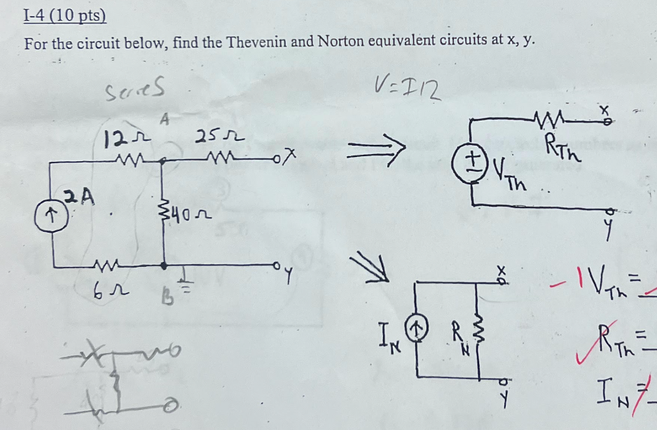 Solved I-4(10pts)For the circuit below, find the Thevenin | Chegg.com